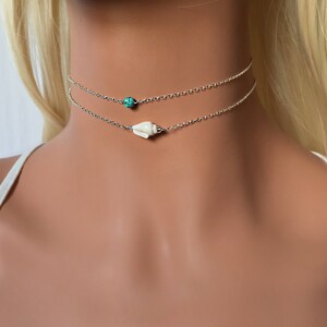 Shell Choker Necklace, Beach Choker, White Choker Necklace, Sterling ...