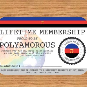 POLYAMOROUS Lifetime Membership Card - Gay Pride Card - LGBT Identity ...