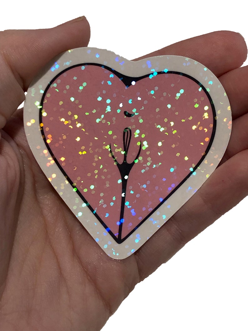 Vulva Art - Heart Shaped Holographic Glitter Sticker - Lady Parts ...