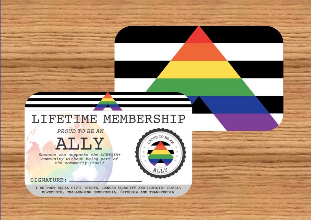 LGBT ALLY Lifetime Membership Card - Gay Pride Card - LGBT Identity ...