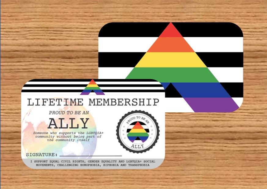 Lgbt Ally Lifetime Membership Card Gay Pride Card Lgbt Etsy