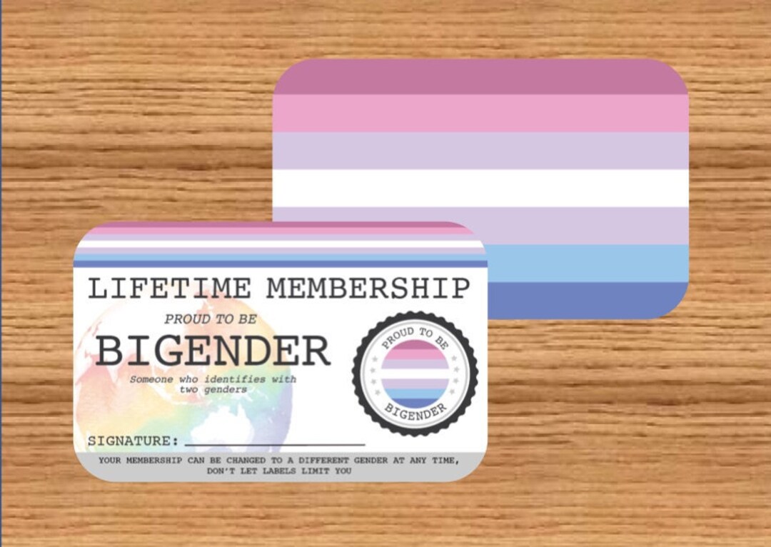 BIGENDER Lifetime Membership Card - Gay Pride Card - LGBT Identity Card ...