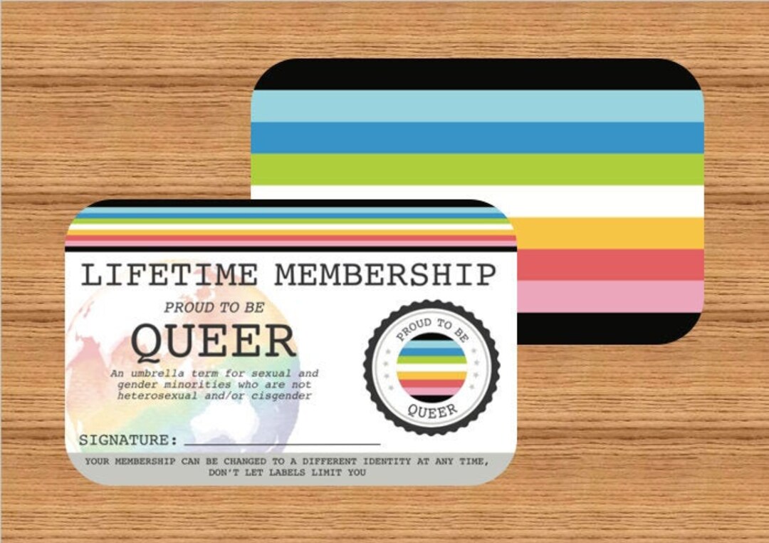 NEW QUEER Flag Lifetime Membership Card - Gay Pride Card - LGBT ...