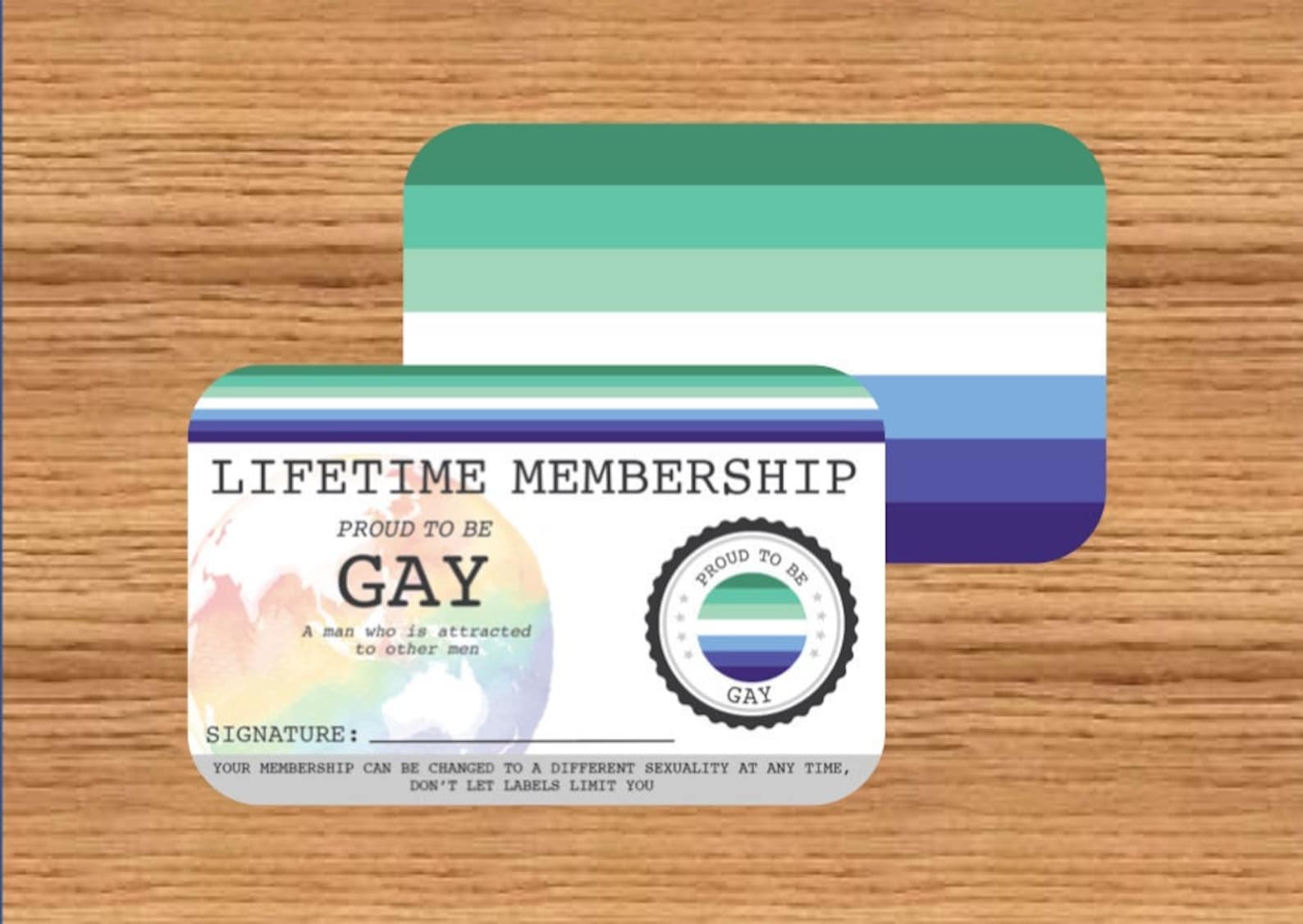 GAY Lifetime Membership Card blue Gay Pride Card LGBT | Etsy