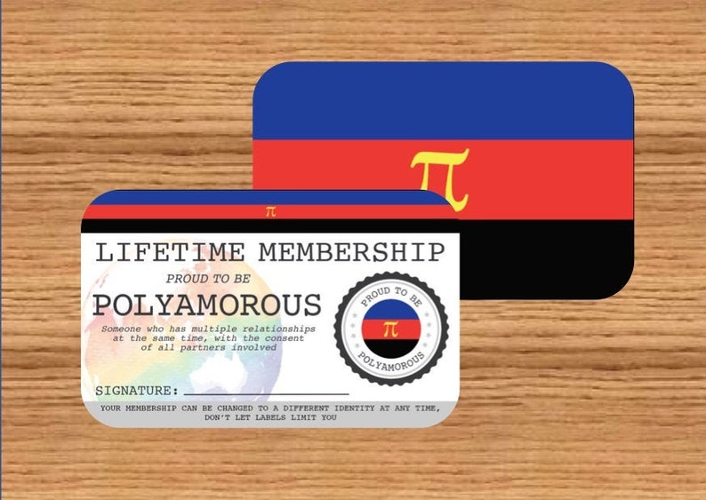POLYAMOROUS Lifetime Membership Card - Gay Pride Card - LGBT Identity ...