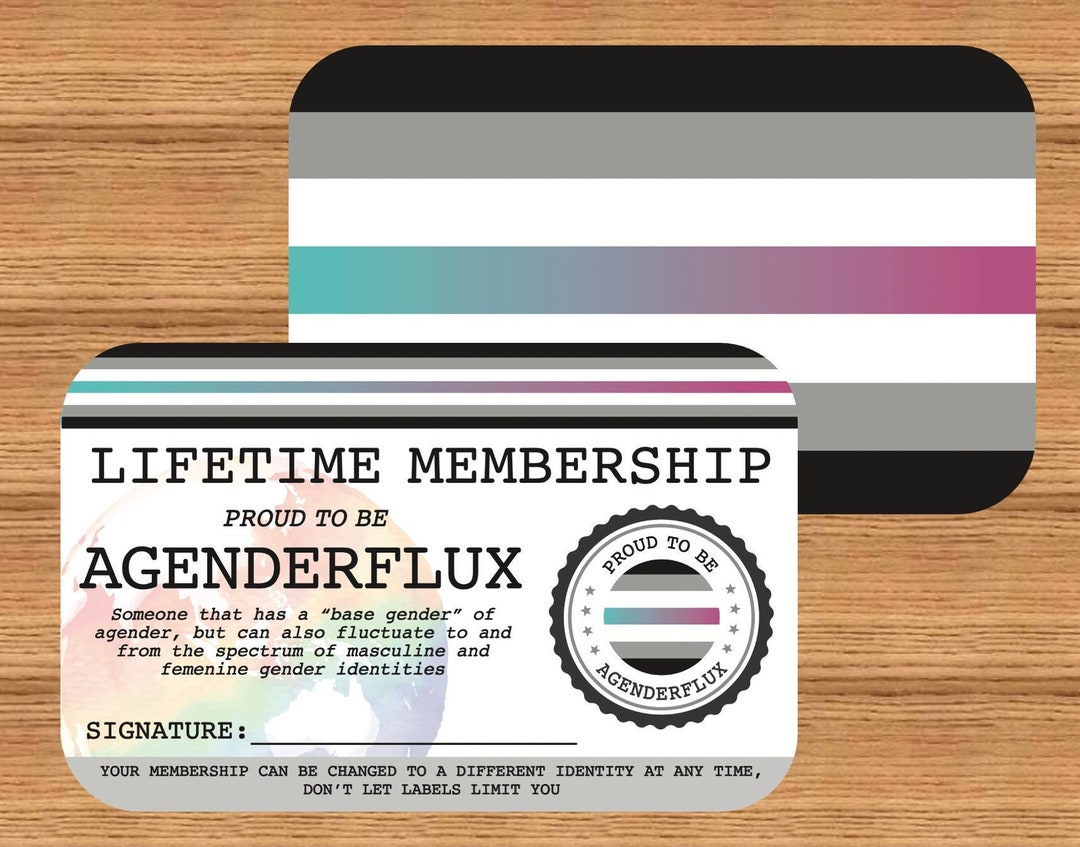 AGENDERFLUX Lifetime Membership Card - Gay Pride Card - LGBT Identity ...