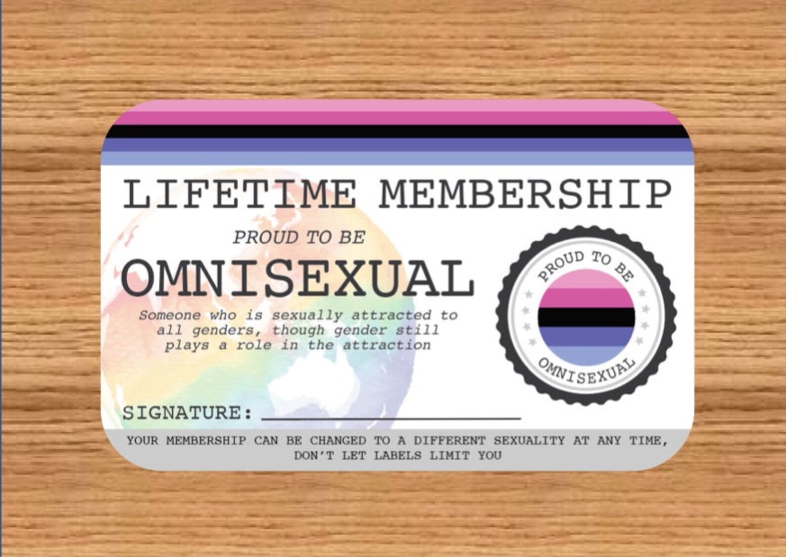OMNISEXUAL Lifetime Membership Card - Gay Pride Card - LGBT Identity ...