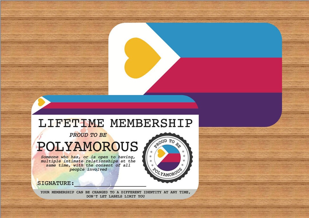 POLYAMOROUS *new Flag* Lifetime Membership Card - Gay Pride Card - LGBT ...