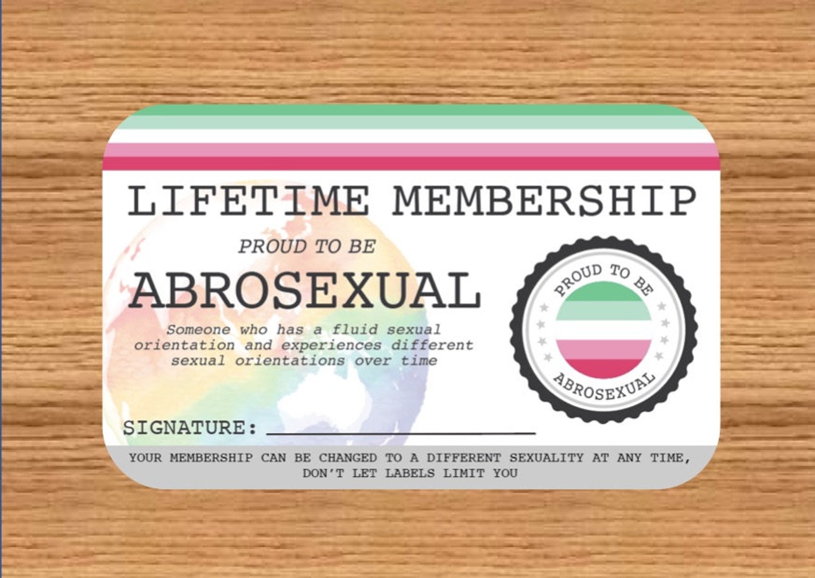 ABROSEXUAL Lifetime Membership Card - Gay Pride Card - LGBT Identity ...