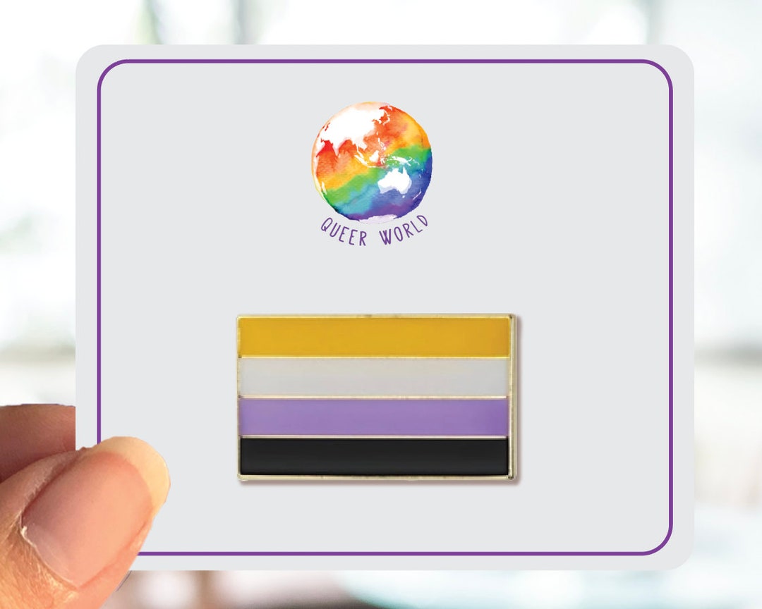 NON BINARY Flag Rectangle Enamel Pin - Brooch - Label Pin - LGBT Gift ...