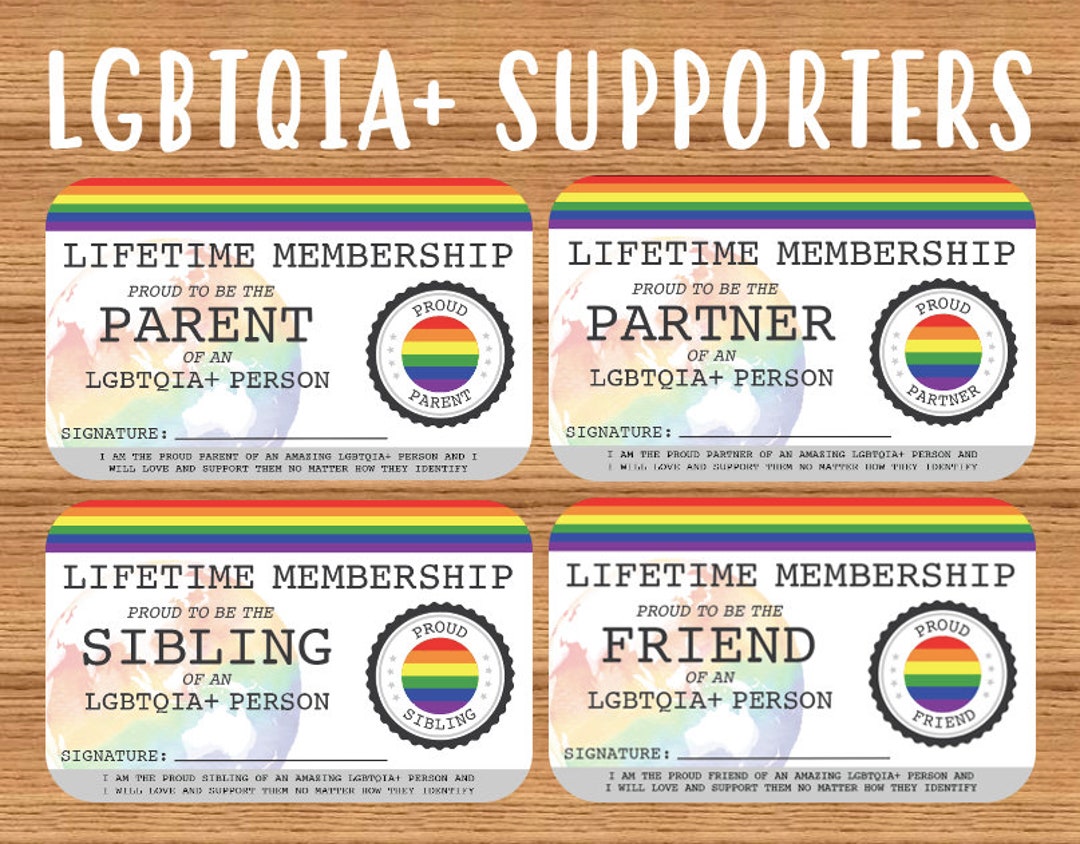 LGBTQIA Proud Parent/partner/sibling/friend Lifetime Membership Card ...