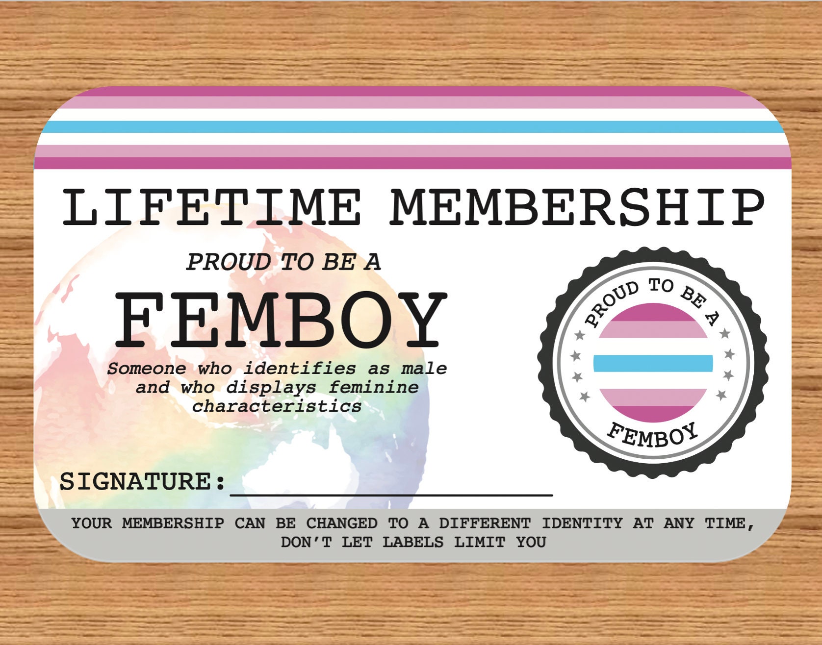 FEMBOY Lifetime Membership Card Gay Pride Card LGBT - Etsy Canada