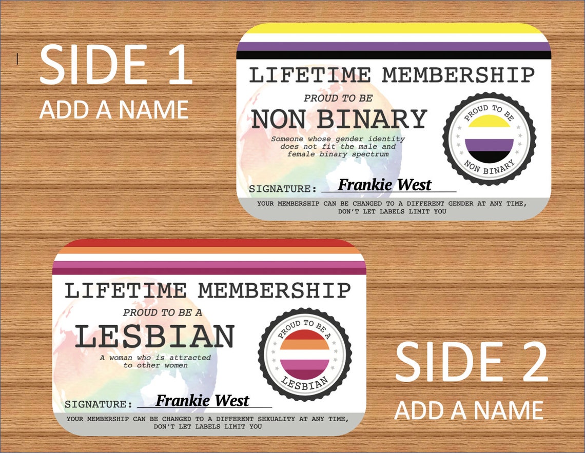 Double Sided Identity LGBTQIA Lifetime Membership Card Gay - Etsy