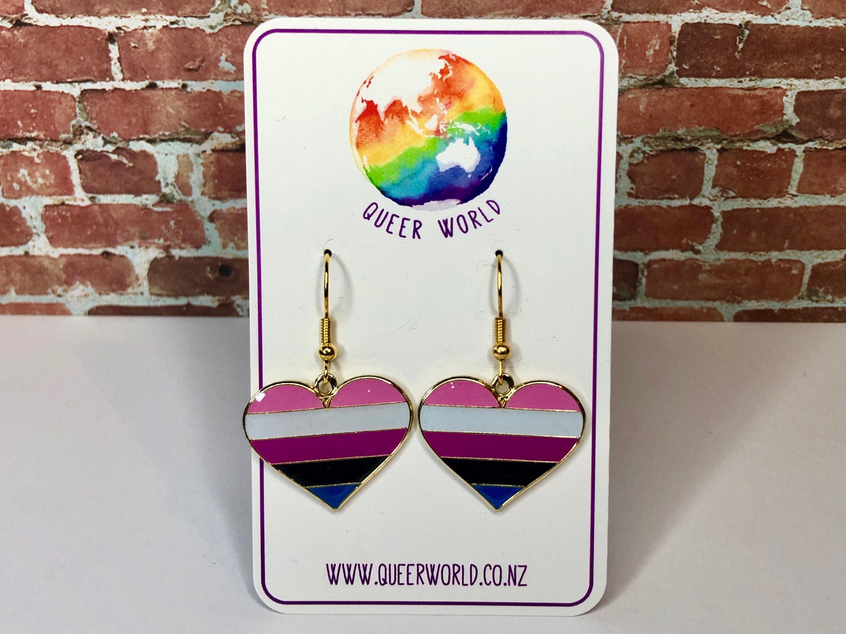 Gender Fluid Heart Shaped Hanging Earrings LGBT PRIDE | Etsy