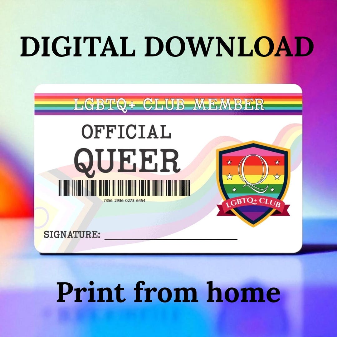 DIGITAL DOWNLOAD - LGBTQ+ Club Member Card - Official Queer Gilbert ...