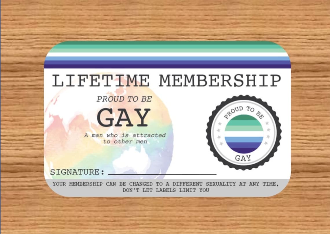 GAY Lifetime Membership Card blue Gay Pride Card LGBT | Etsy