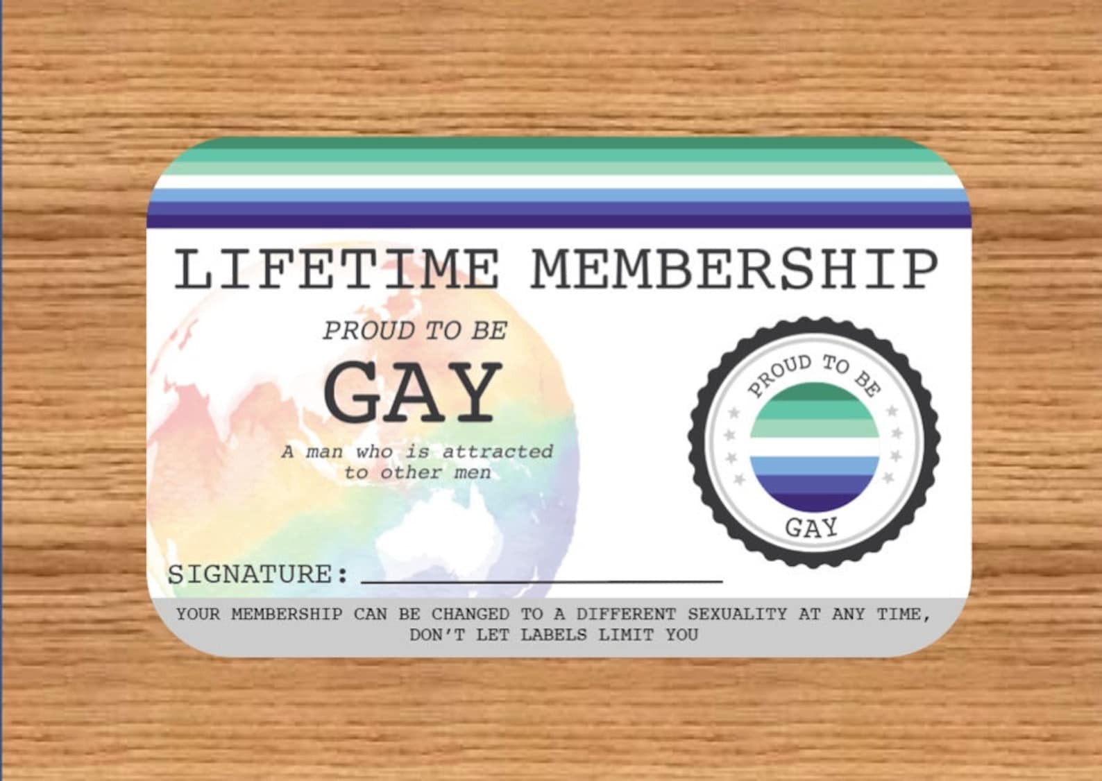 GAY Lifetime Membership Card blue Gay Pride Card LGBT | Etsy