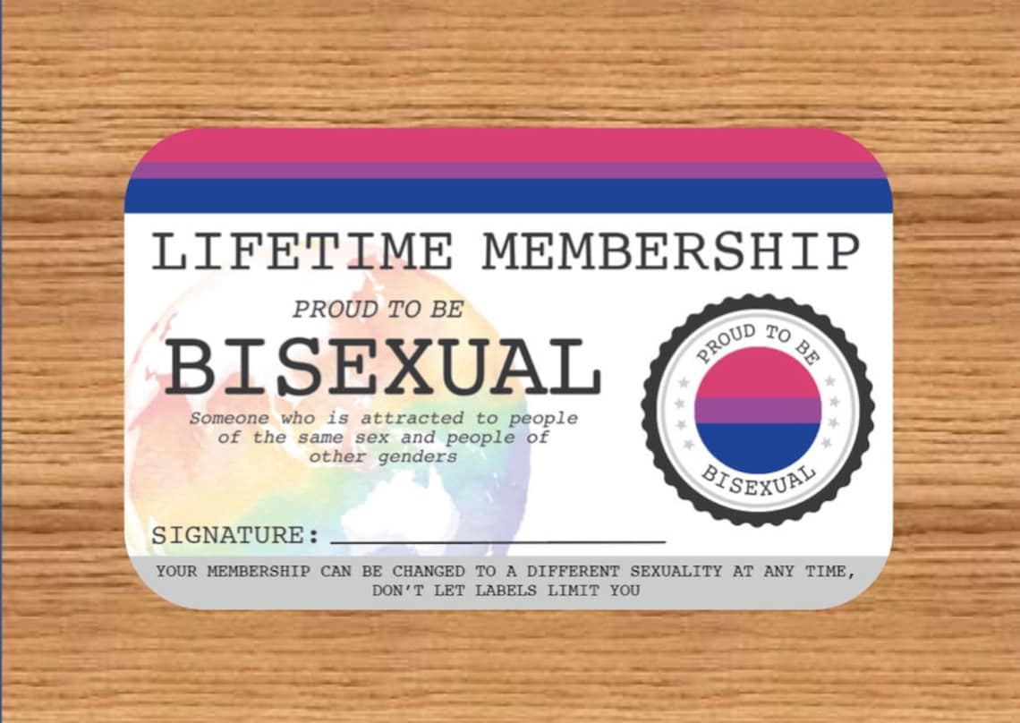BISEXUAL Gay Pride Identity Card Lifetime Membership Card | Etsy
