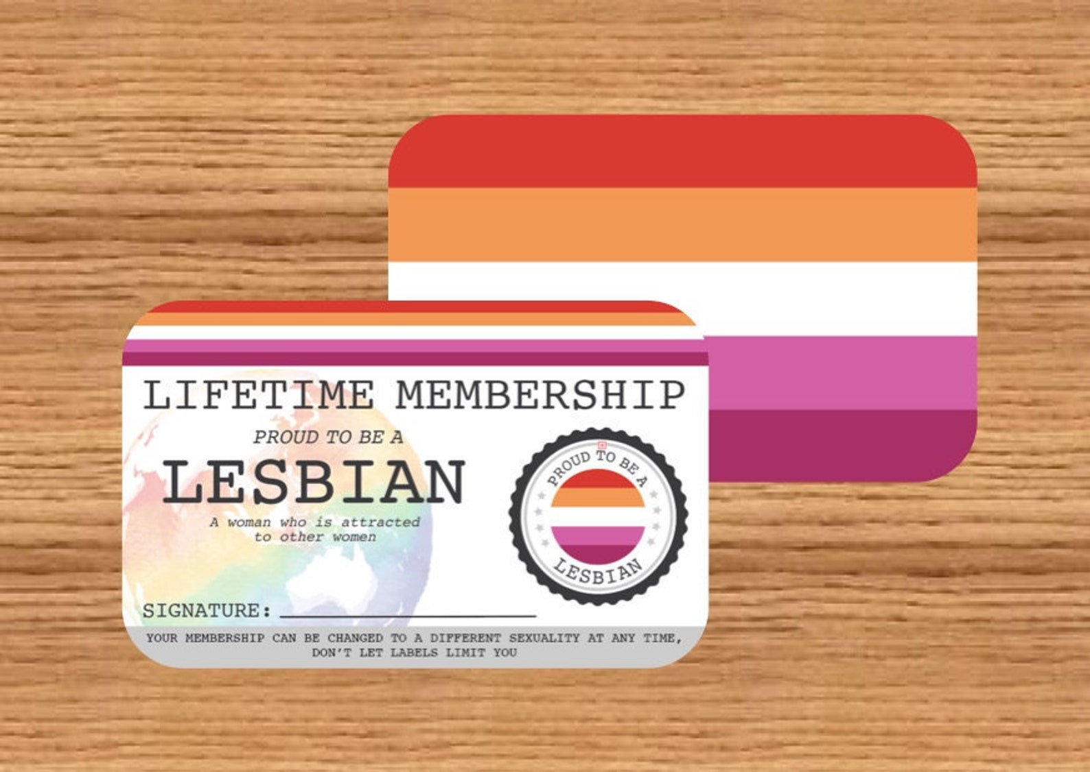 LESBIAN Lifetime Membership Card pink Gay Pride Card - Etsy