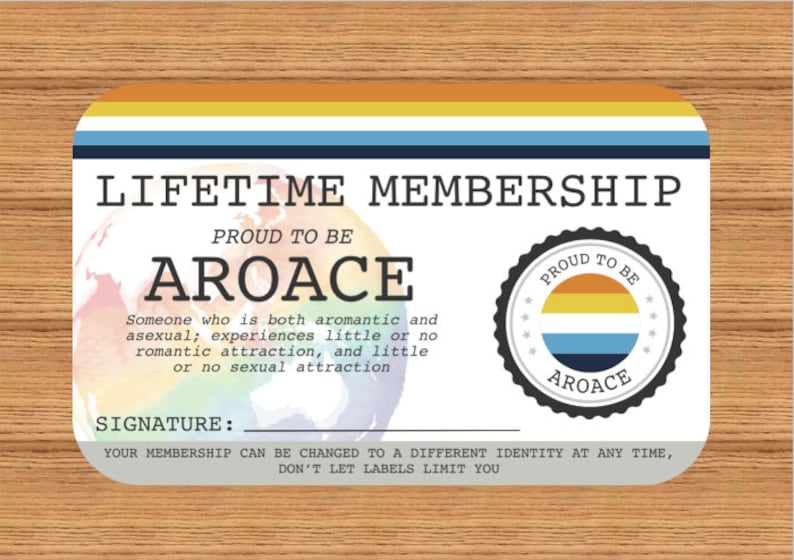 AROACE Lifetime Membership Card - Gay Pride Card - LGBT Identity Card ...
