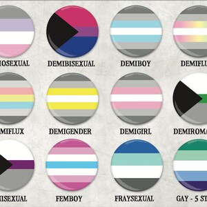 LGBTQIA+ Pin Back Badges - 32mm - 1-1/4" - A-G Alphabet - CUSTOM MADE ...
