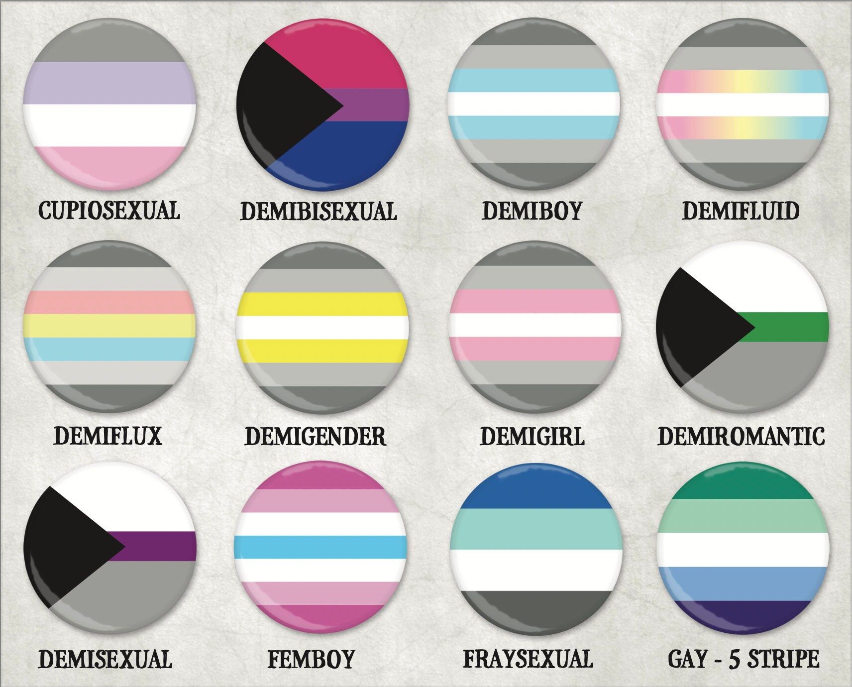 LGBTQIA Pin Back Badges 32mm 1-1/4 A-G Alphabet | Etsy