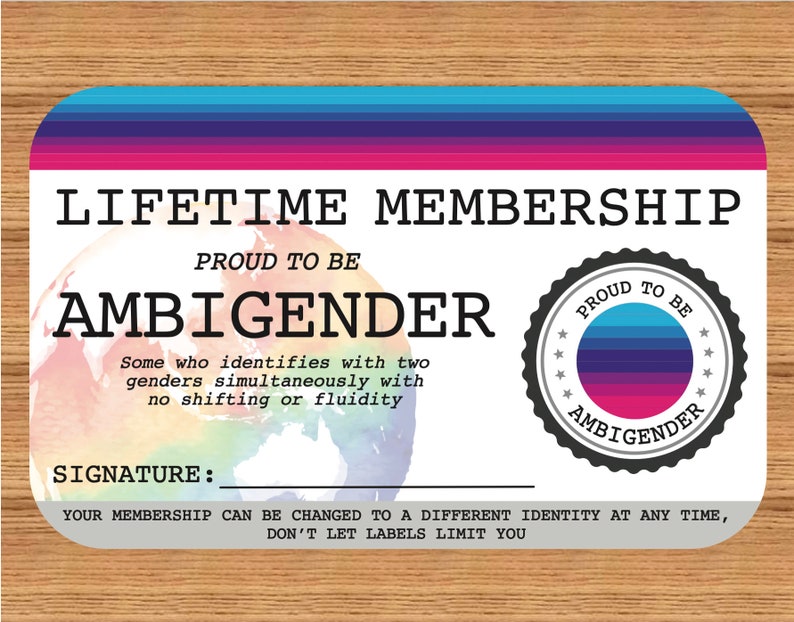 AMBIGENDER Lifetime Membership Card Gay Pride Card LGBT - Etsy