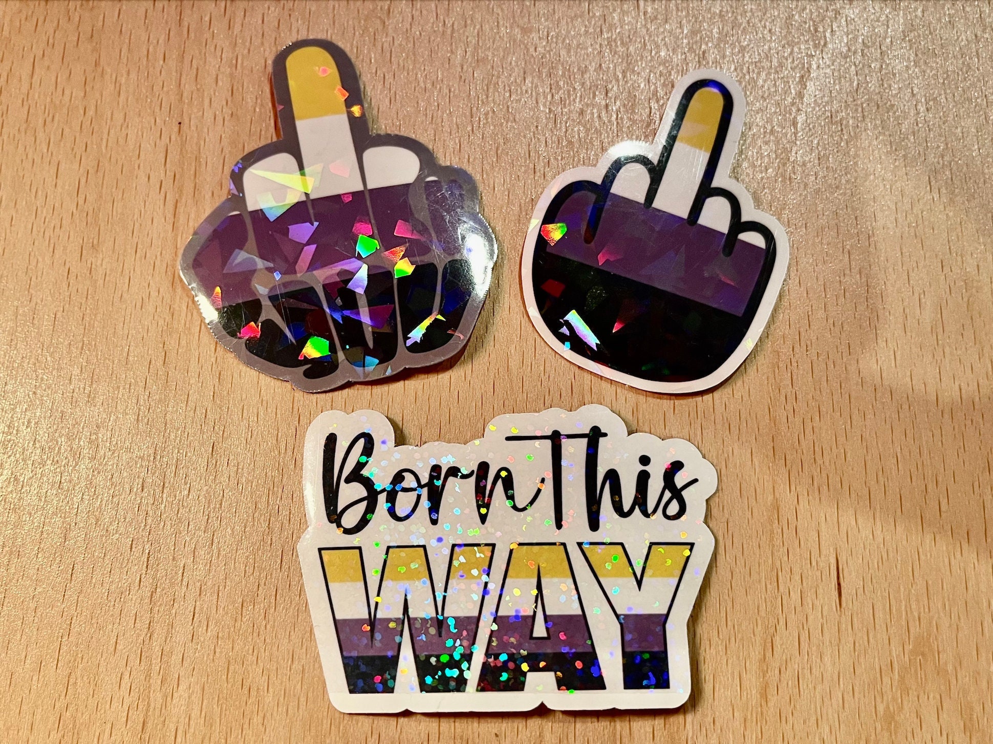 NON BINARY Holographic LGBTQ Stickers Water Resistant - Etsy