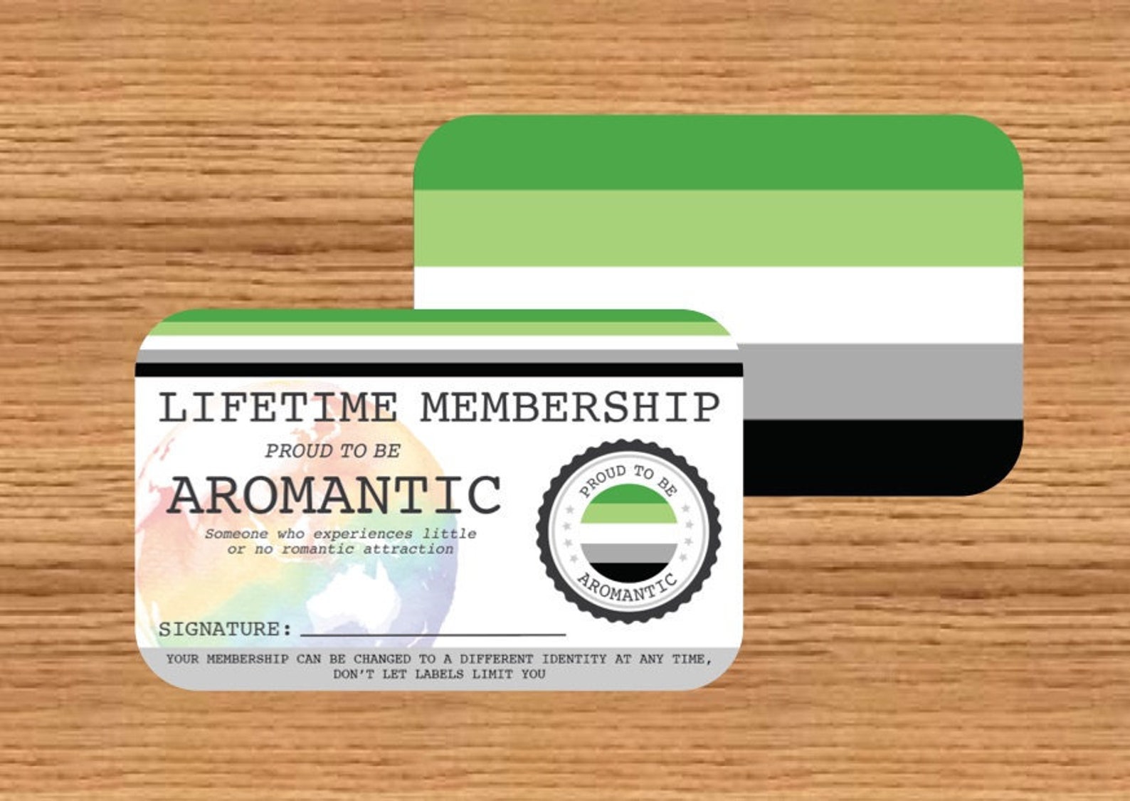 AROMANTIC Lifetime Membership Card Gay Pride Card LGBT Identity Card ...