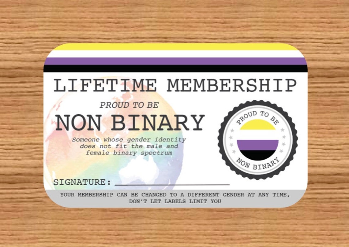 NON BINARY Lifetime Membership Card Gay Pride Card LGBT - Etsy
