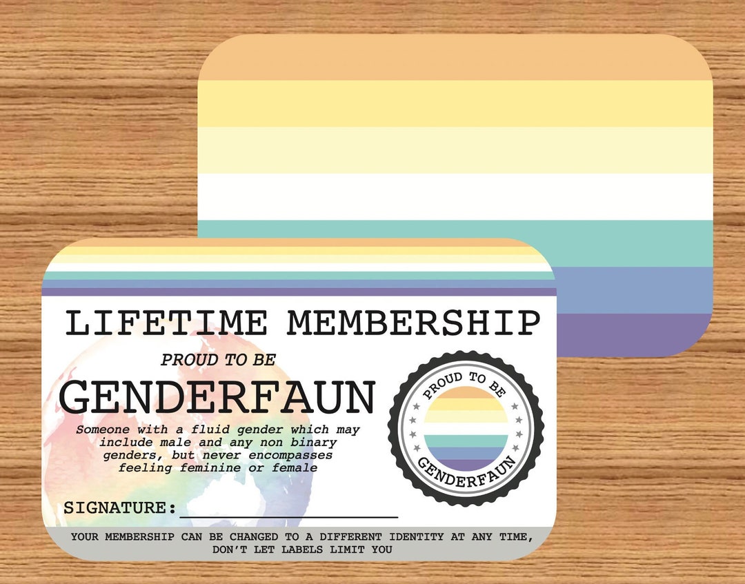 GENDERFAUN Lifetime Membership Card - Gay Pride Card - LGBT Identity ...