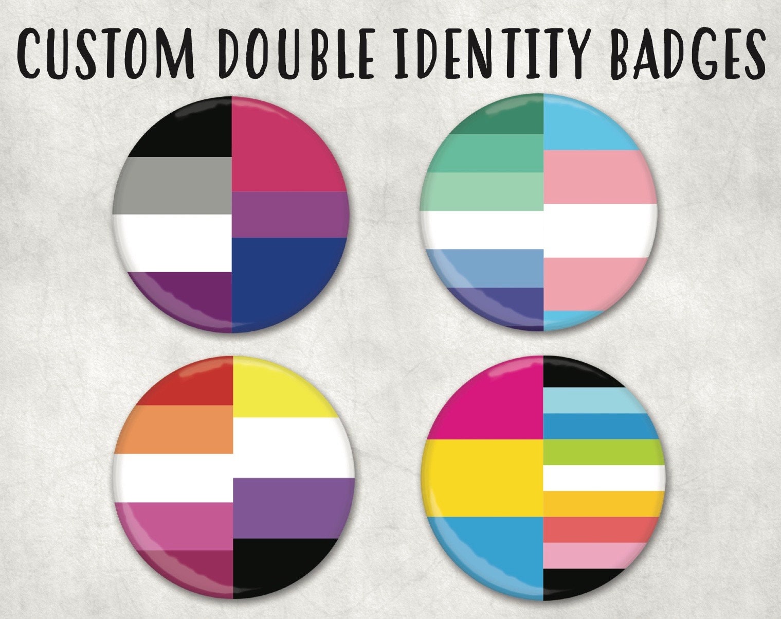 Double Identity LGBTQIA+ Badges 1.25" 32mm - Gay Pride - LGBT Identity ...