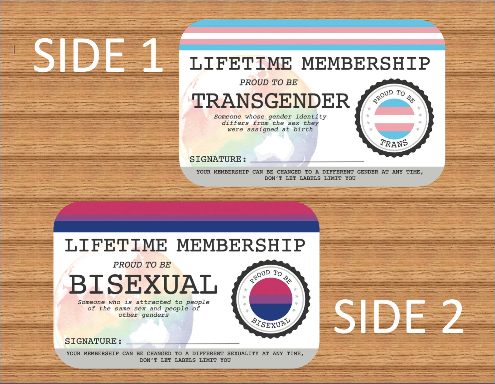 Double Sided Identity LGBTQIA+ Lifetime Membership Card - Gay Pride ...