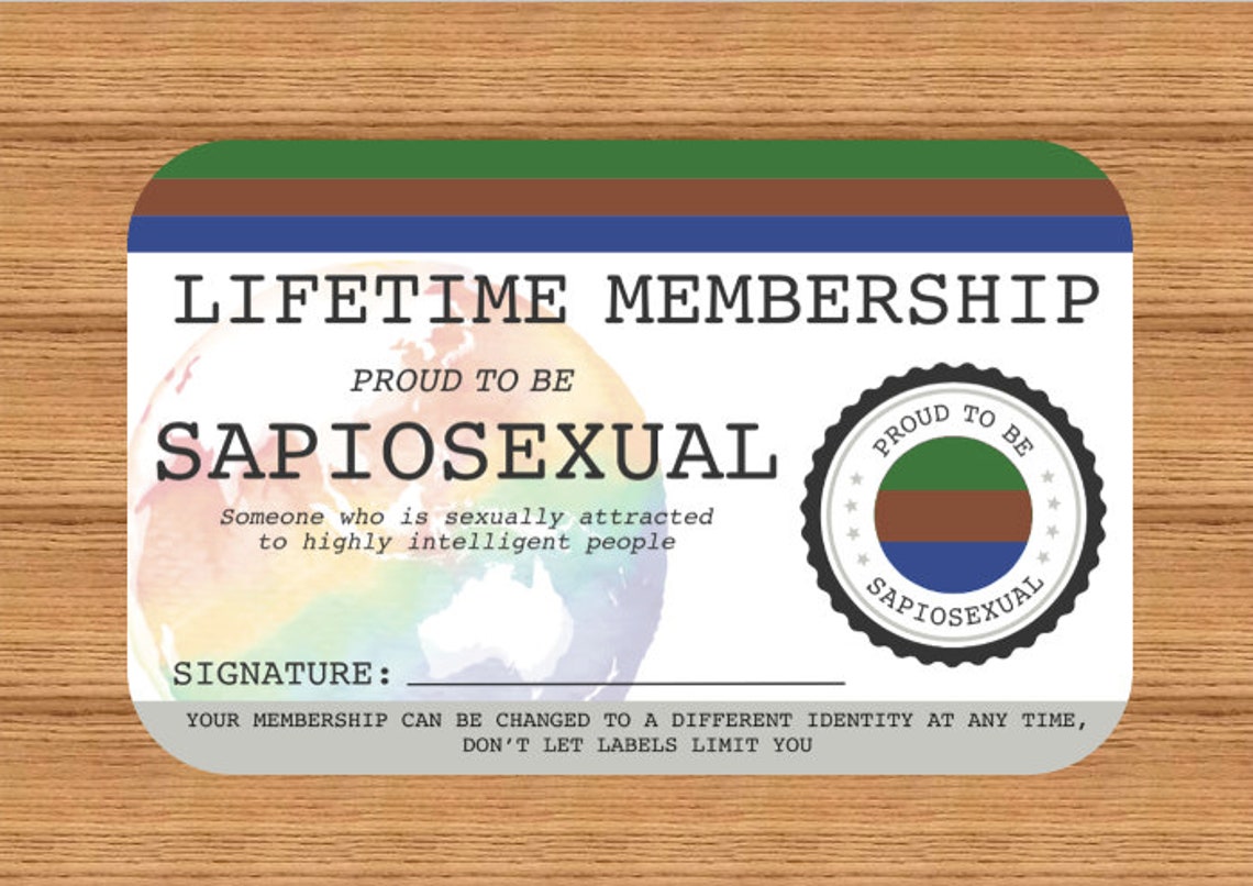 SAPIOSEXUAL Lifetime Membership Card - Gay Pride Card - LGBT Identity ...