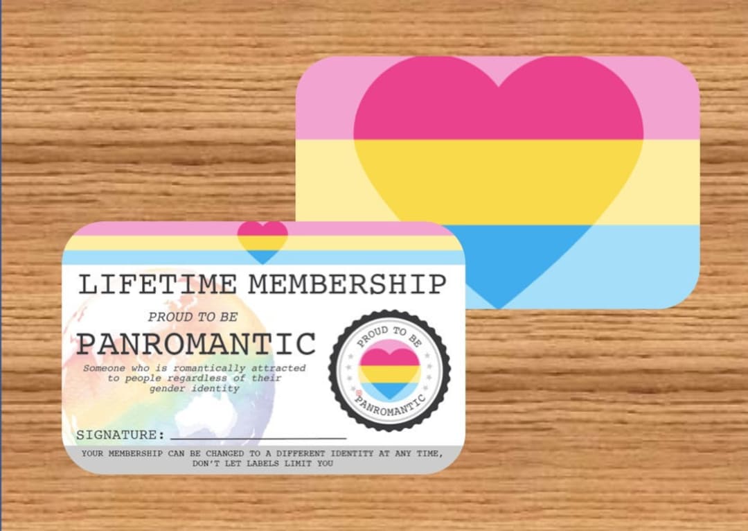 PANROMANTIC Lifetime Membership Card - Gay Pride Card - LGBT Identity ...