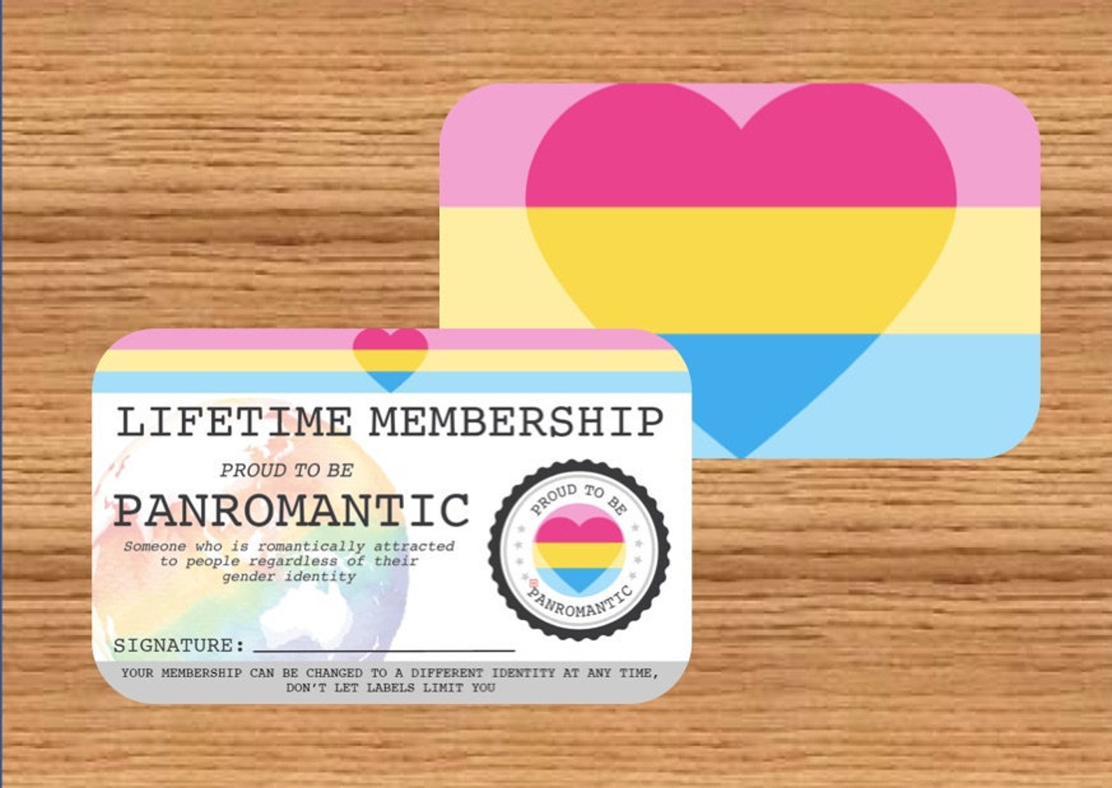 PANROMANTIC Lifetime Membership Card - Gay Pride Card - LGBT Identity ...