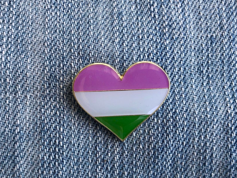 GENDERQUEER Heart Pin/brooch/badge LGBT - Etsy