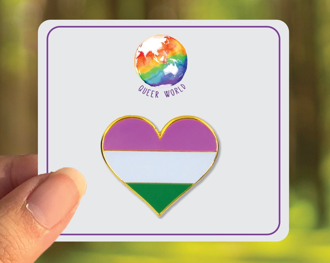 GENDERQUEER Heart Pin/brooch/badge LGBT - Etsy