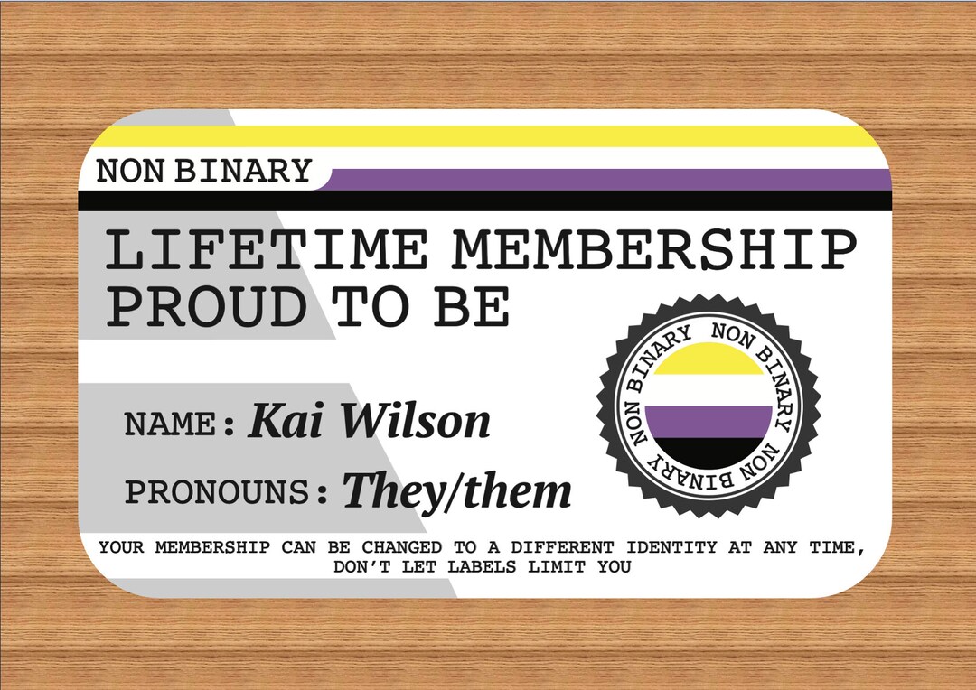 NON BINARY Lifetime Membership Proud to Be Collection Card Gay Pride ...