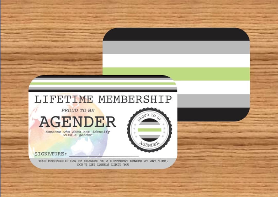 AGENDER Lifetime Membership Card - Gay Pride Card - LGBT Identity Card ...