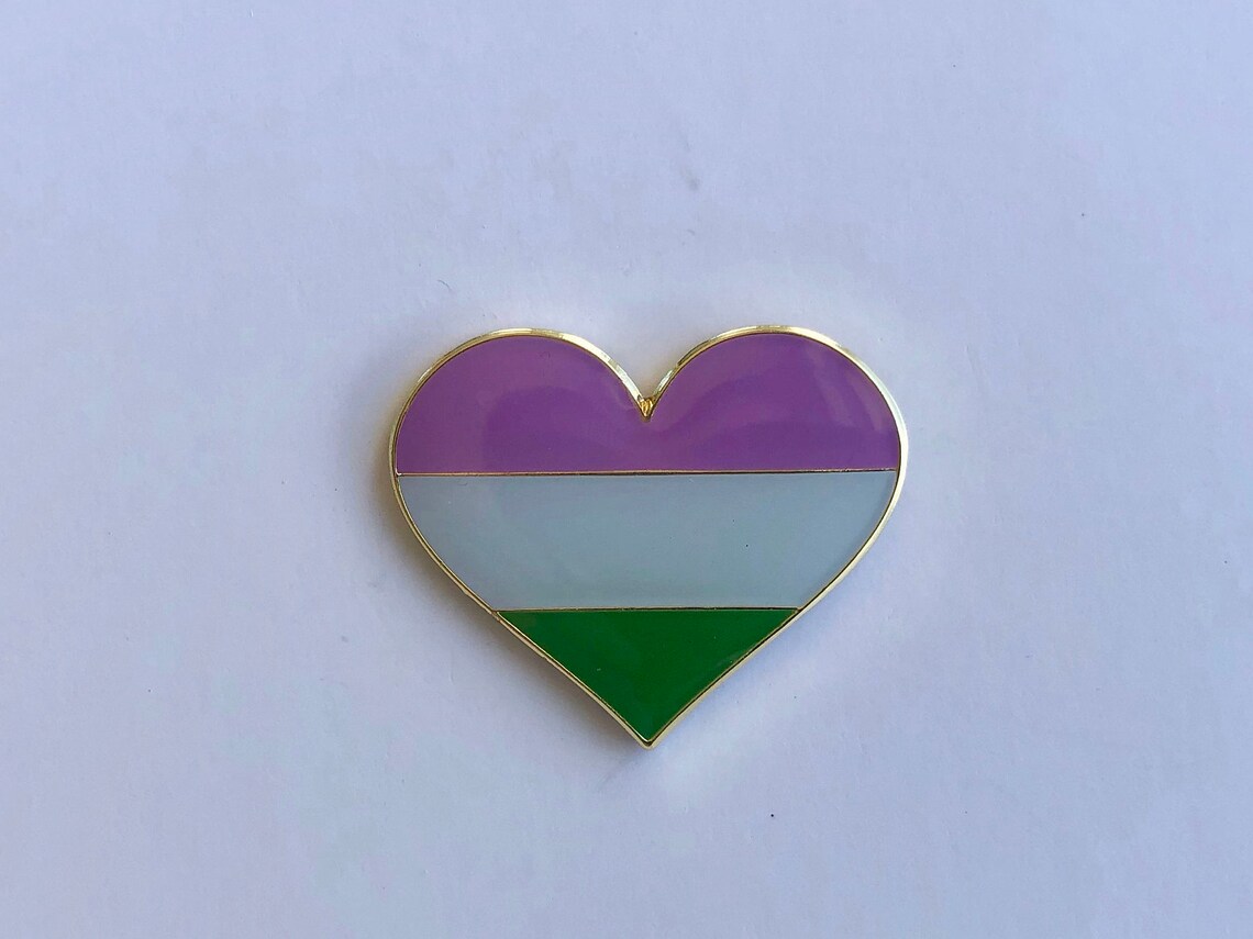 GENDERQUEER Heart Pin/brooch/badge LGBT - Etsy