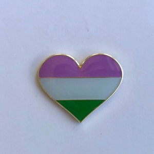 GENDERQUEER Heart Pin/brooch/badge LGBT - Etsy
