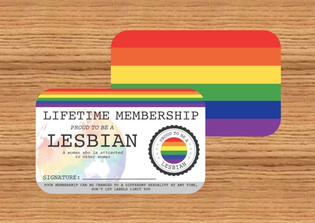 LESBIAN Lifetime Membership Card (rainbow) - Gay Pride Card - LGBT ...