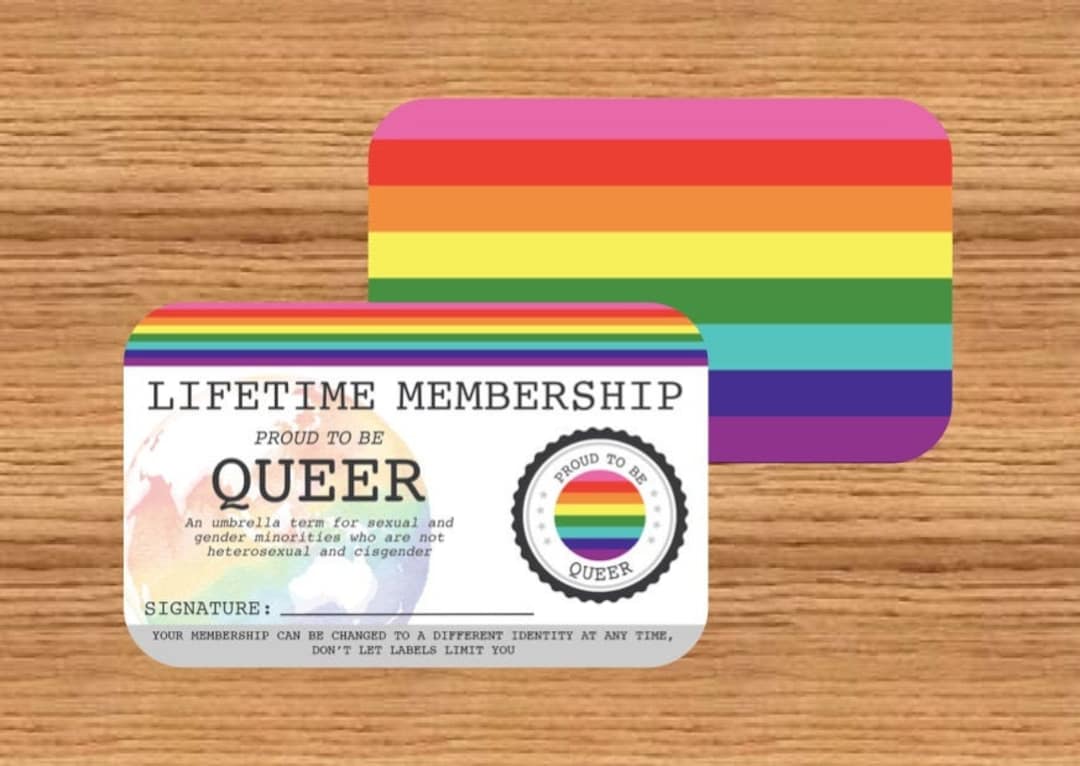 Queer Lifetime Membership Card Gay Pride Card Lgbt Identity Card