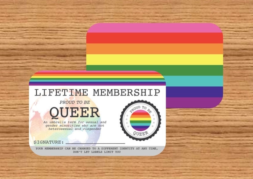 QUEER Lifetime Membership Card Gay Pride Card LGBT - Etsy UK