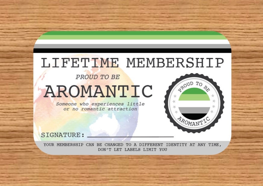 AROMANTIC Lifetime Membership Card - Gay Pride Card - LGBT Identity ...