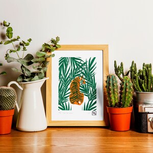 Tiger Linoprint Animal Linocut Jungle Decor Wall Art - Etsy