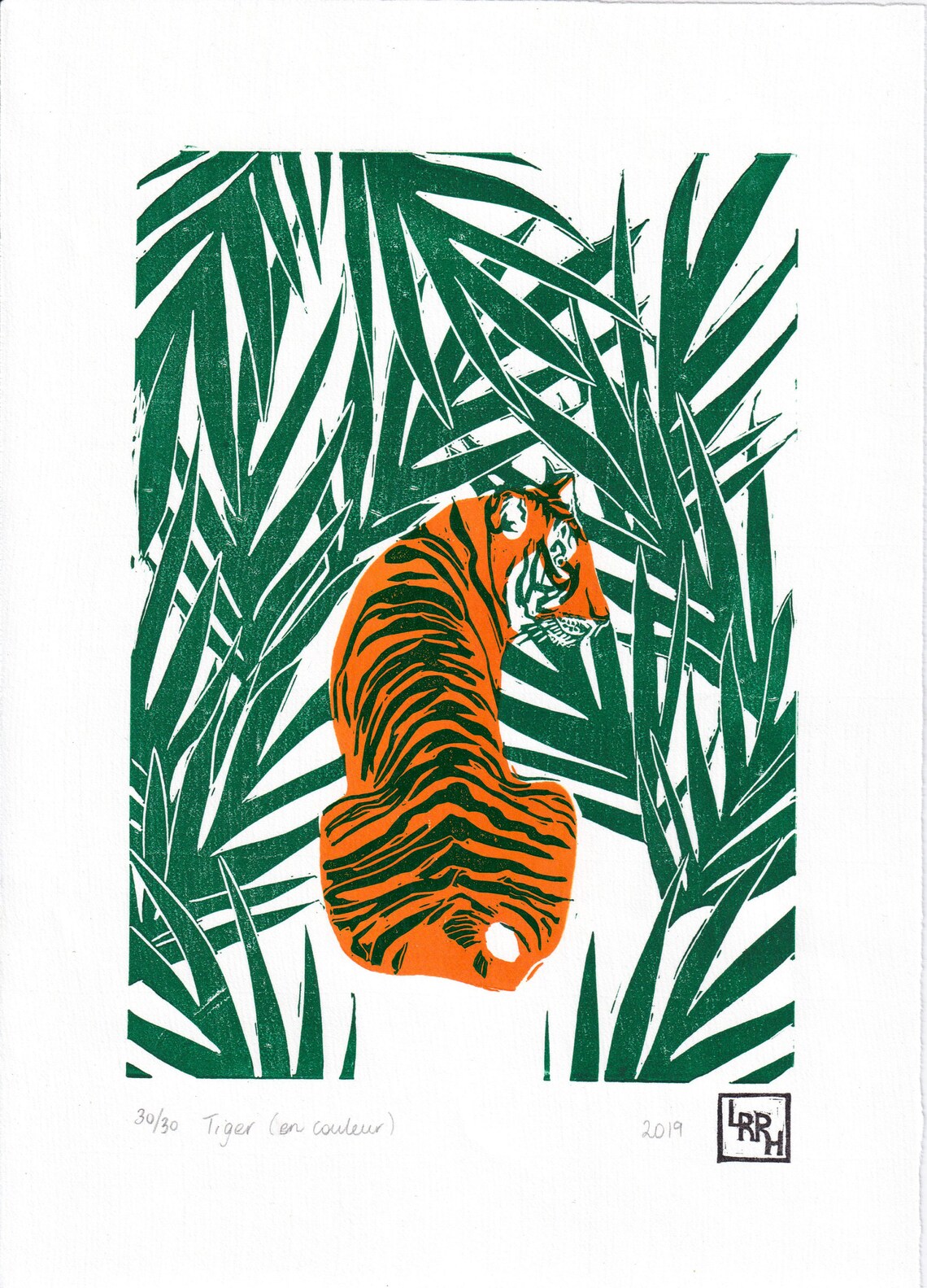 Tiger Linoprint Animal Linocut Jungle Decor Wall Art - Etsy