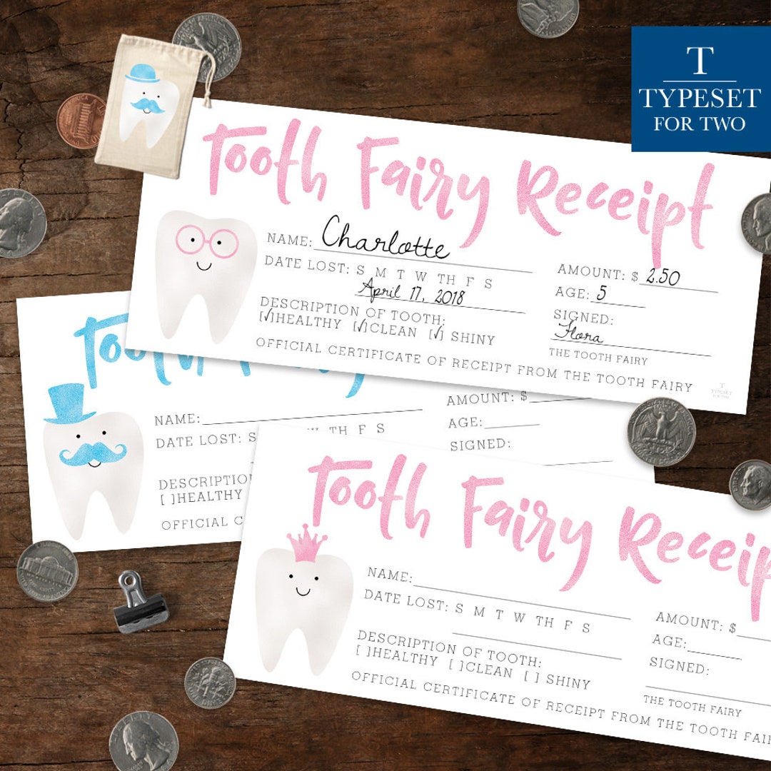 Lost Tooth Certificate, Tooth Fairy Receipt, Tooth Fairy, Glitter ...
