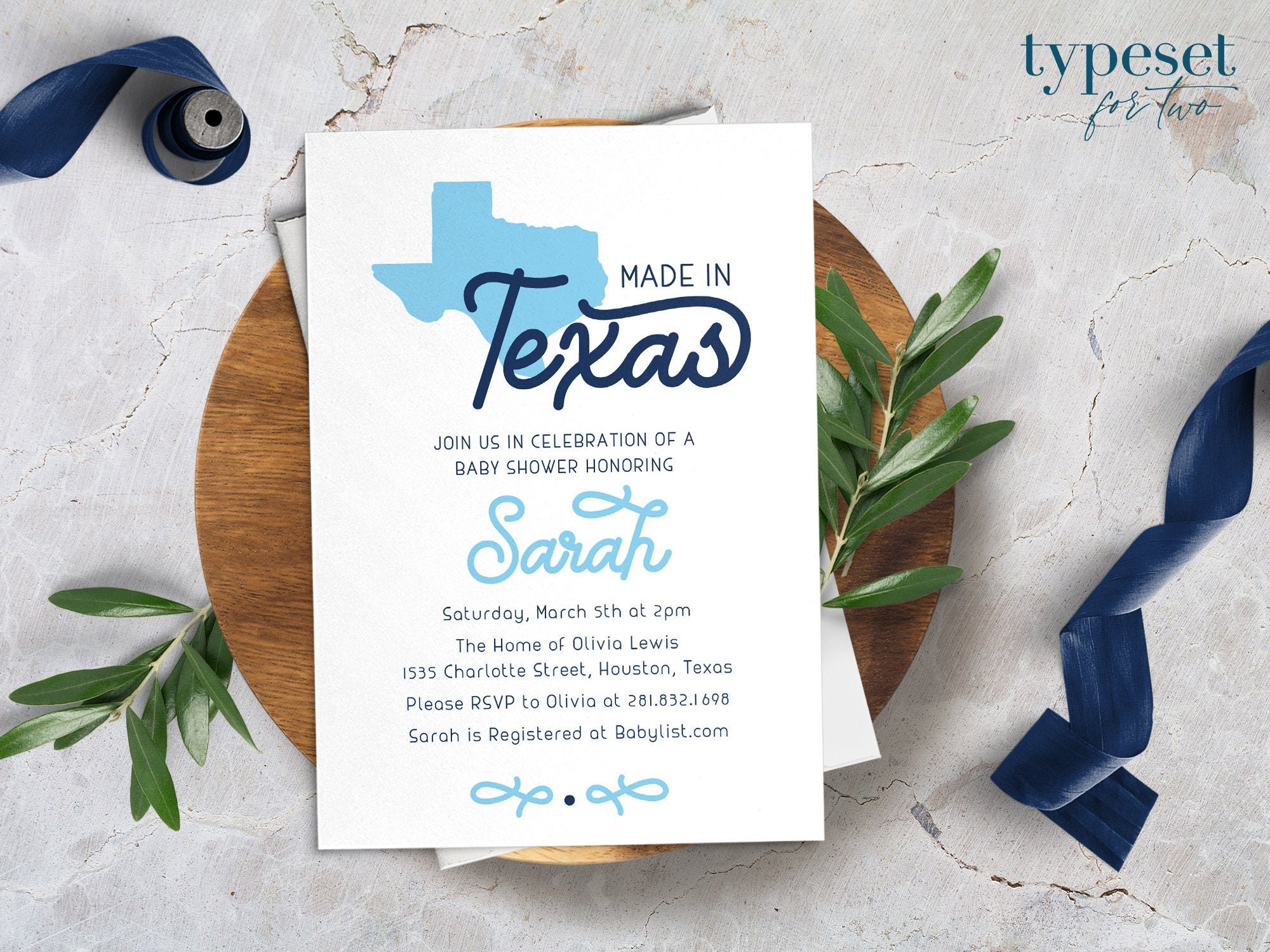 Made in Texas Baby Shower Invitation, TX, Original, Great State of ...